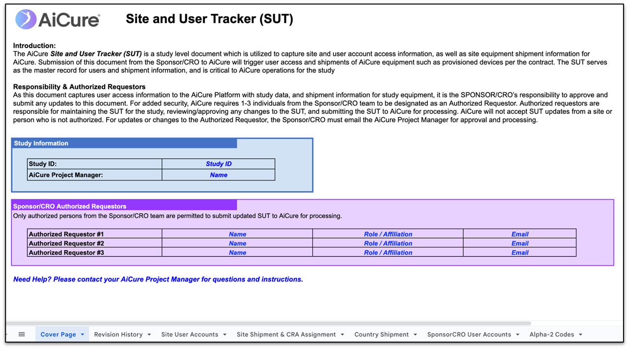 Site and User Tracker (SUT) – AiCure